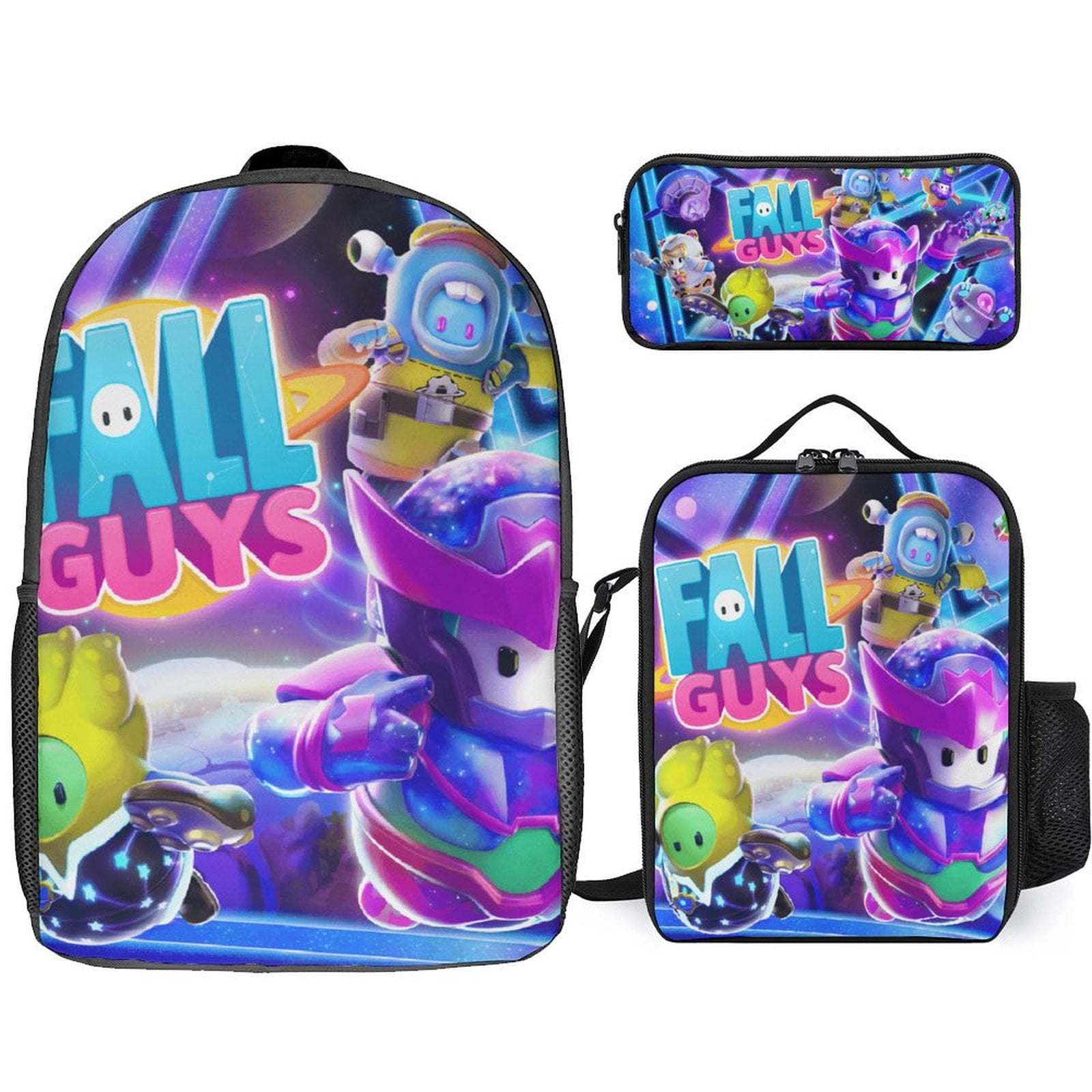 Fall Guys Backpacks 3 Piece Set Bookbag with Lunch Bag And Pencil Case ...