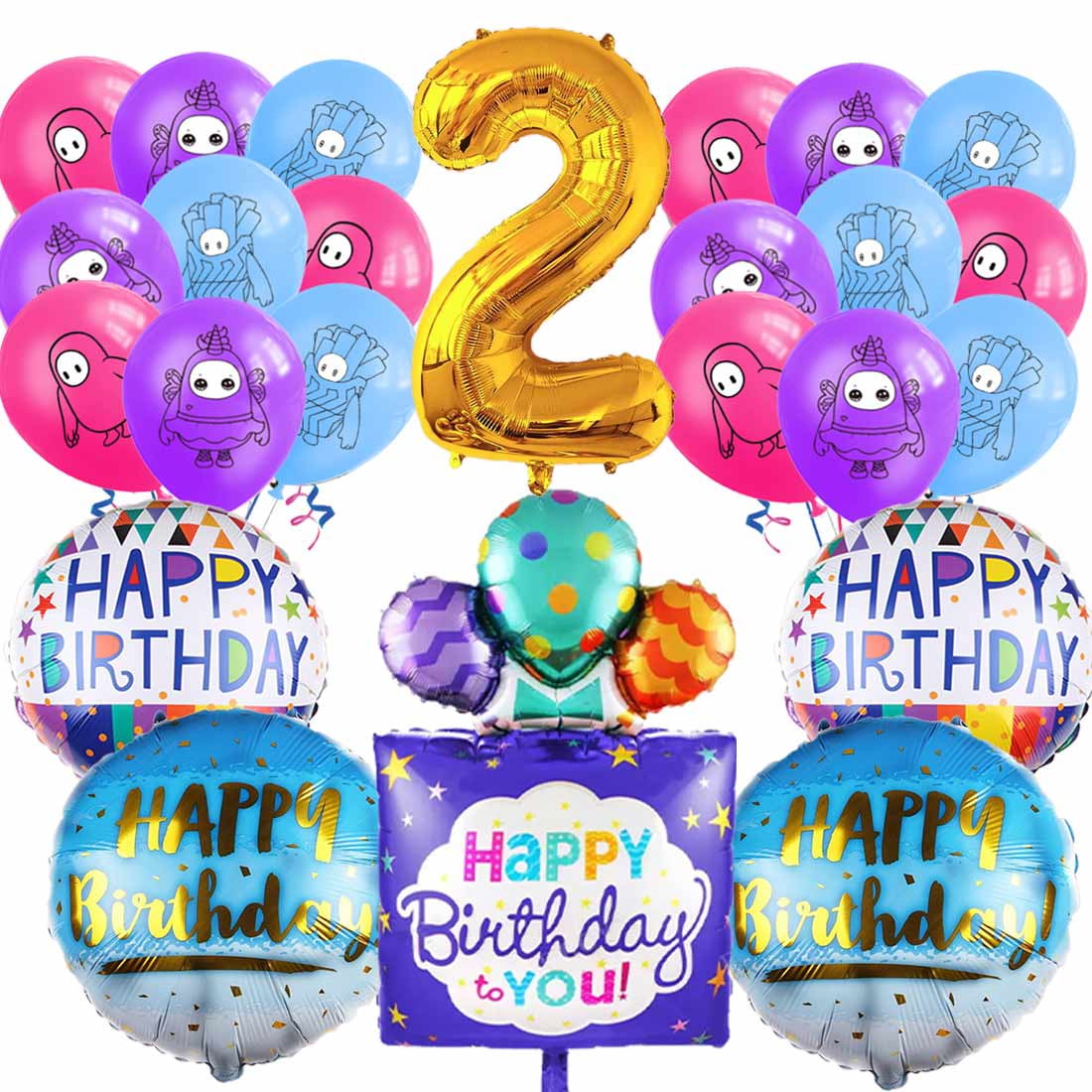 Fall Guys Balloons Party Supplies 2nd Big Number Decorations Decor Kit ...
