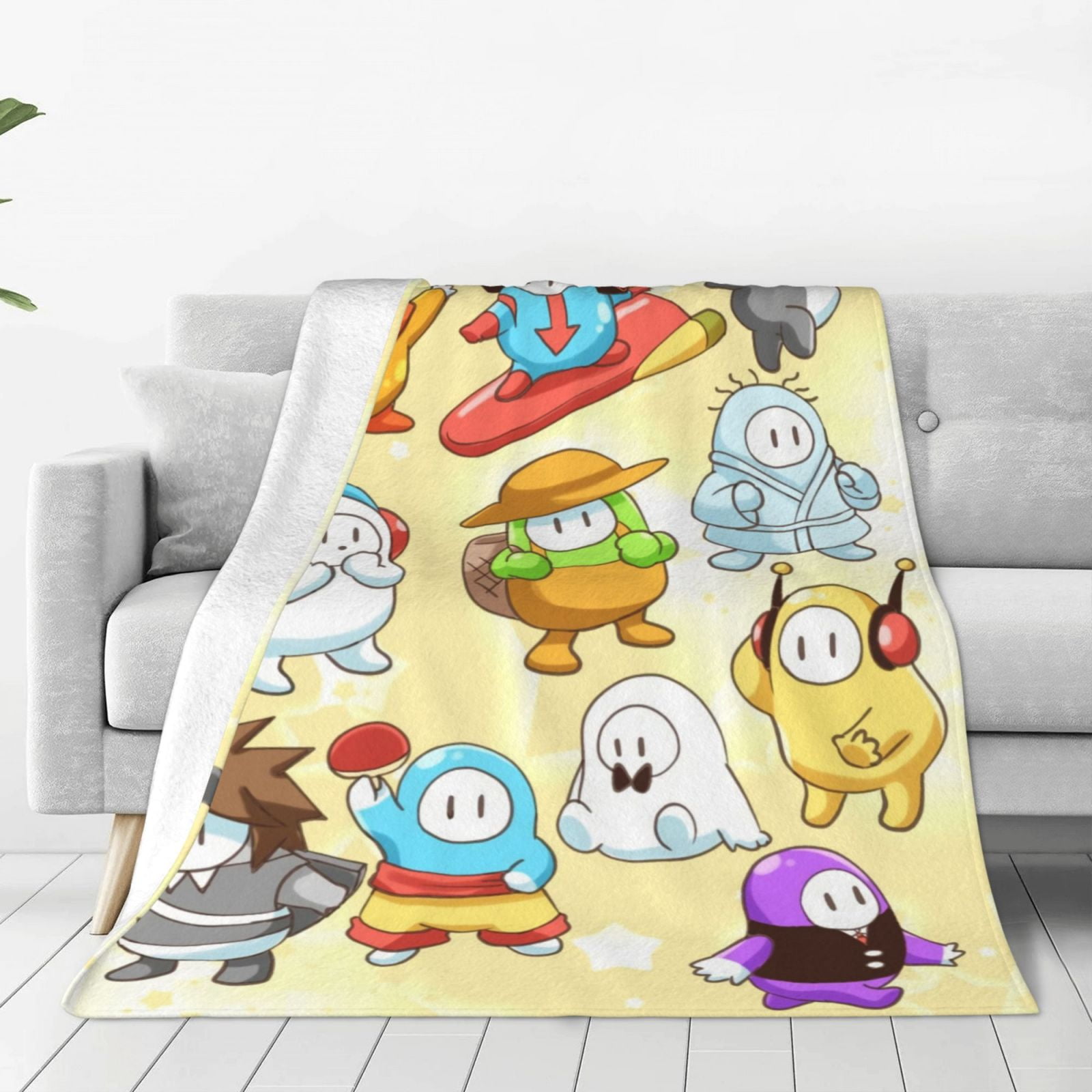 Fall Guys Blanket Cute Character All Season Warm Fuzzy Plush Throw ...