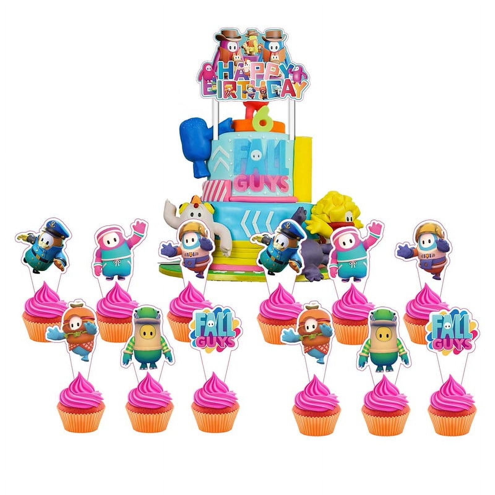 Fall Guys Cupcake Set Cake Topper Party Supplies Decoration Birthday ...