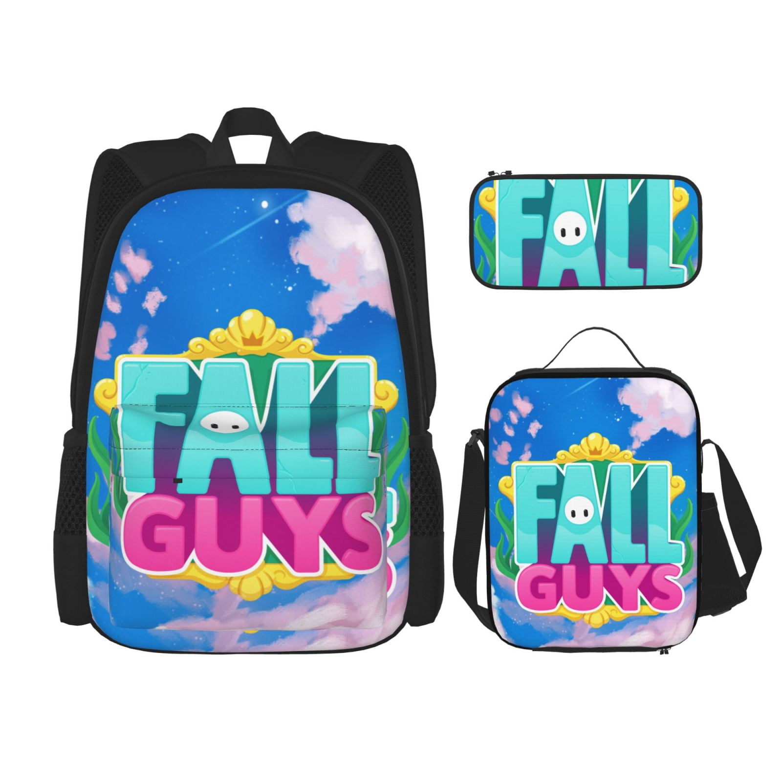 Fall Guys Logo 2 Backpacks With Lunch Pack Pencil Case 3pcs Set, Water ...