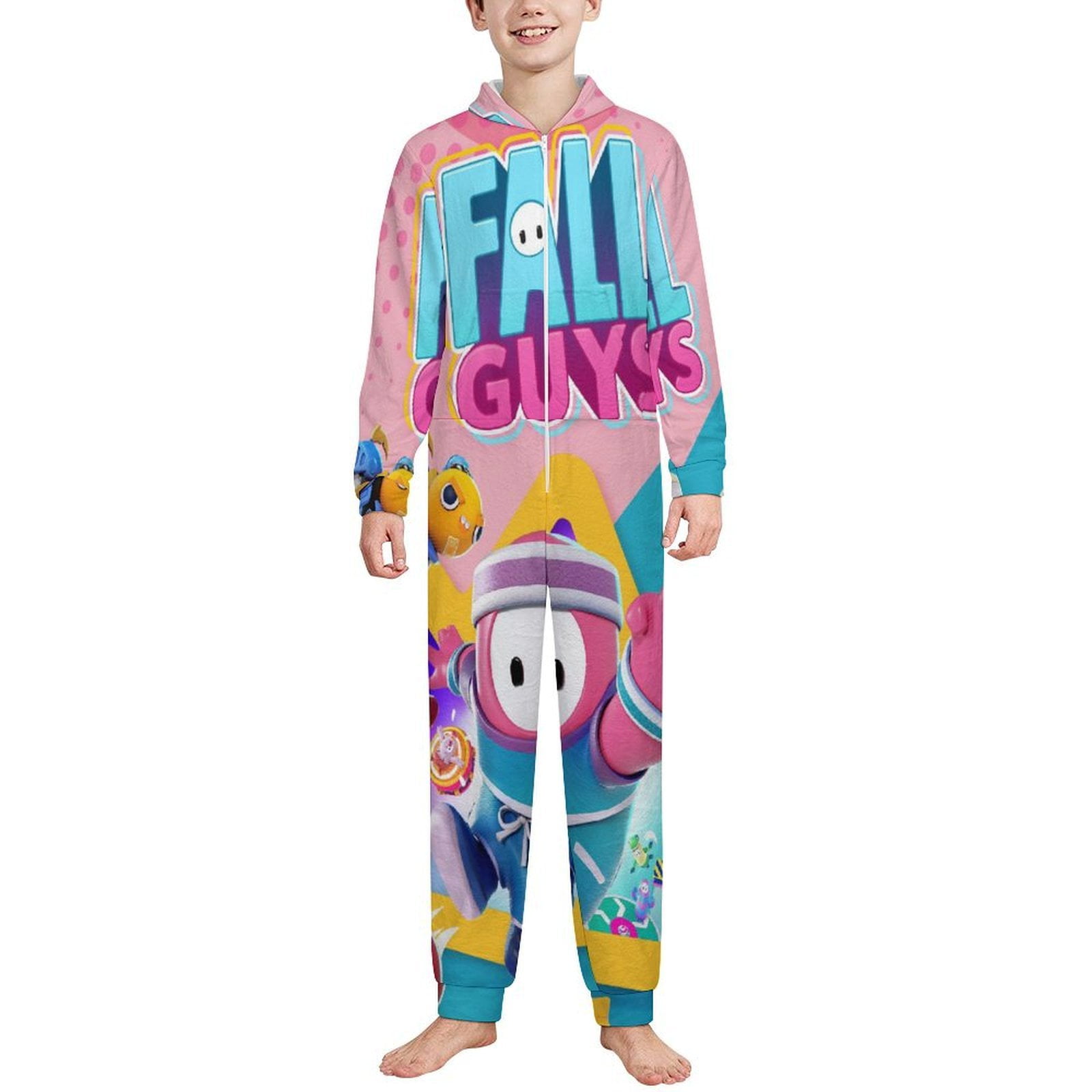 Fall Guys One Piece Pajama Hooded Union Suit PJs Sleepwear - Walmart.com