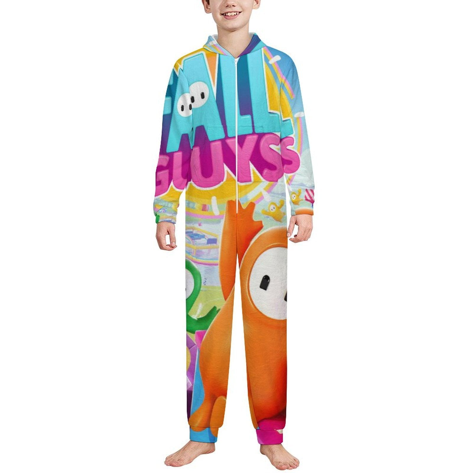 Fall Guys One Piece Pajama Hooded Union Suit PJs Sleepwear - Walmart.com
