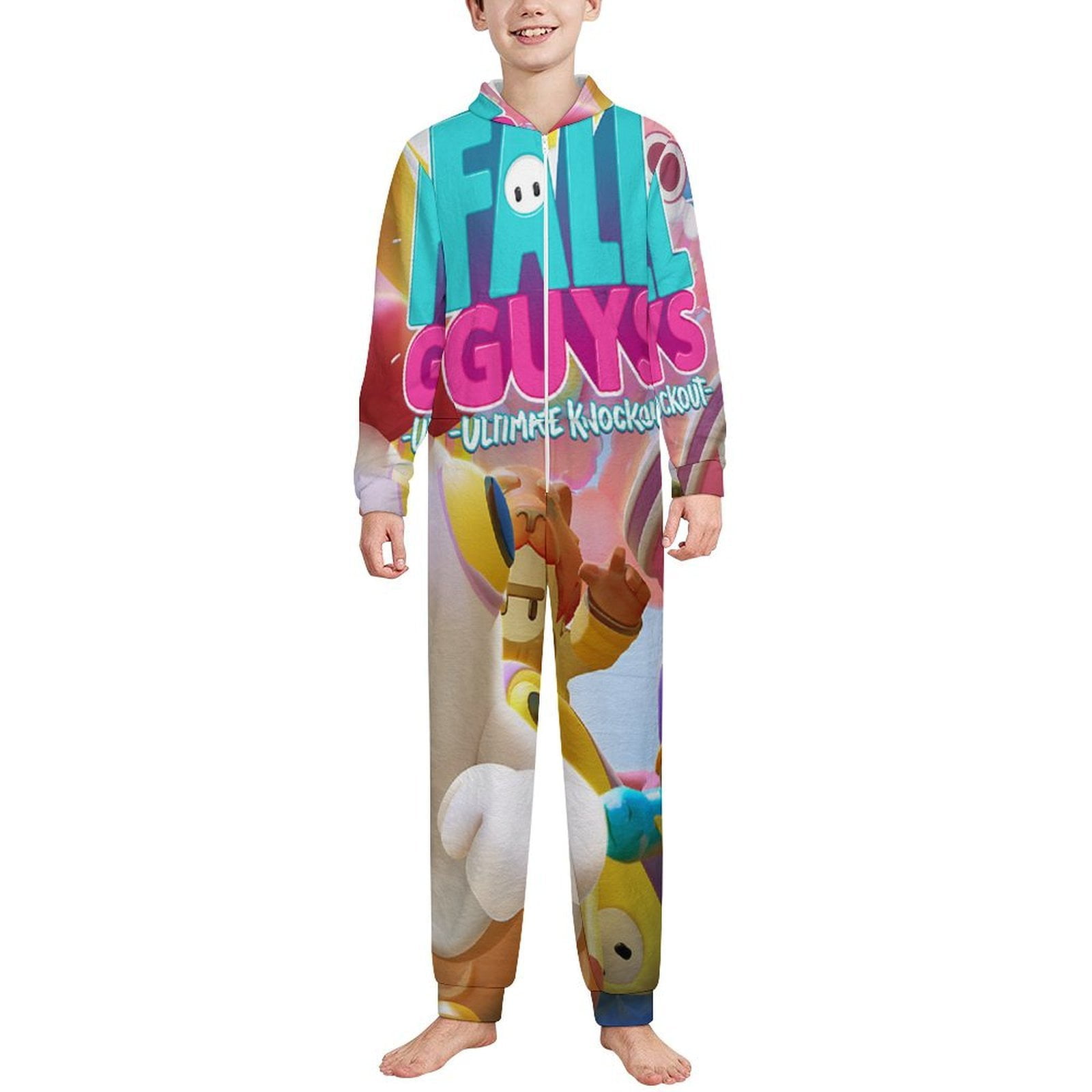 Fall Guys One Piece Pajama Hooded Union Suit PJs Sleepwear - Walmart.com