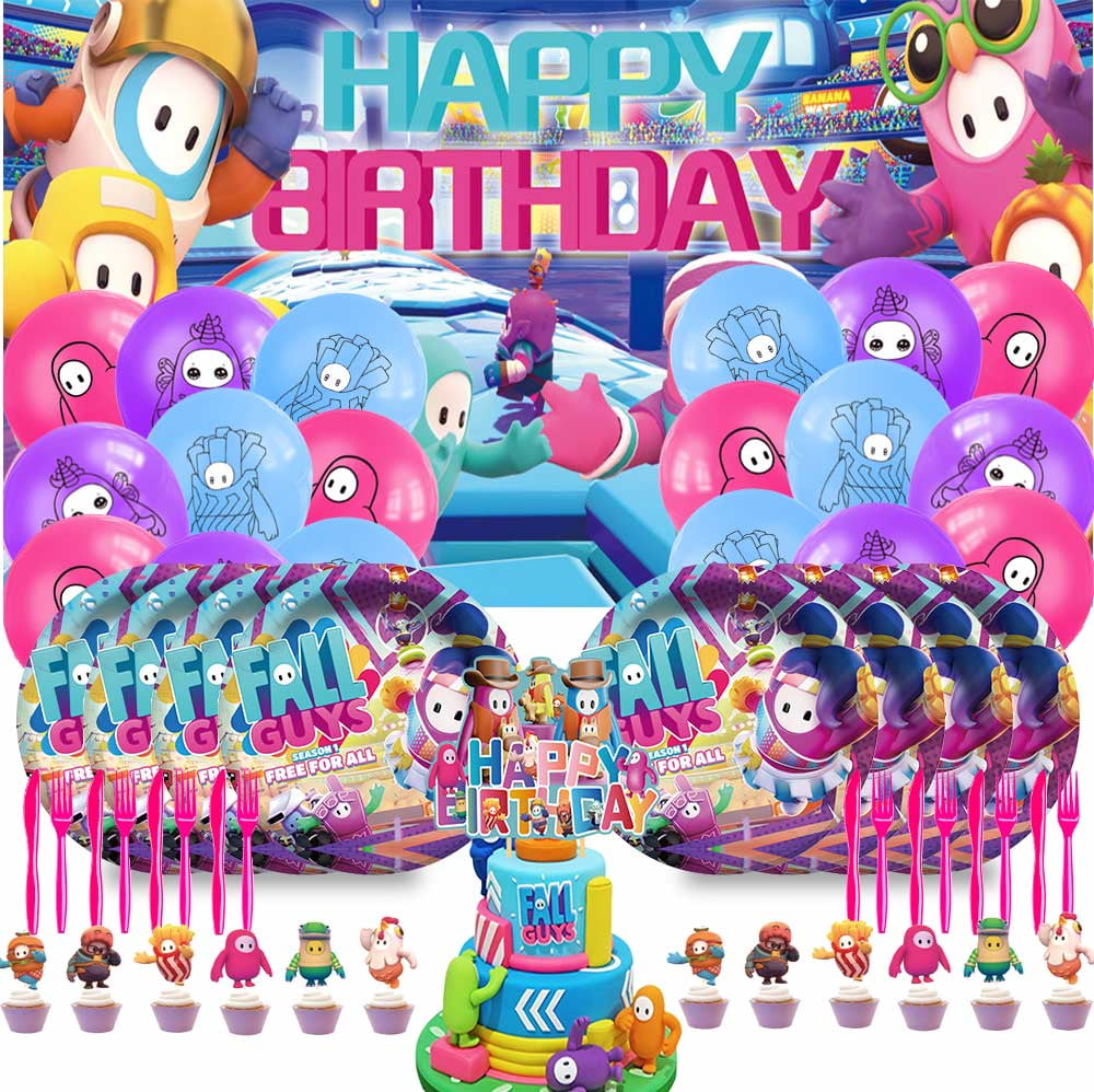 Fall Guys Party Supplies Plates Decorations Birthday Cake Topper Banner ...