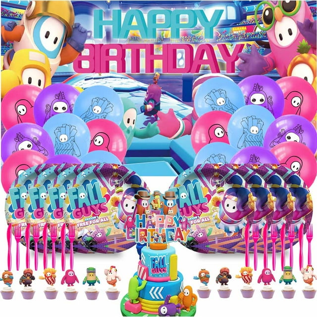 Fall Guys Party Supplies Plates Decorations Birthday Cake Topper Banner ...