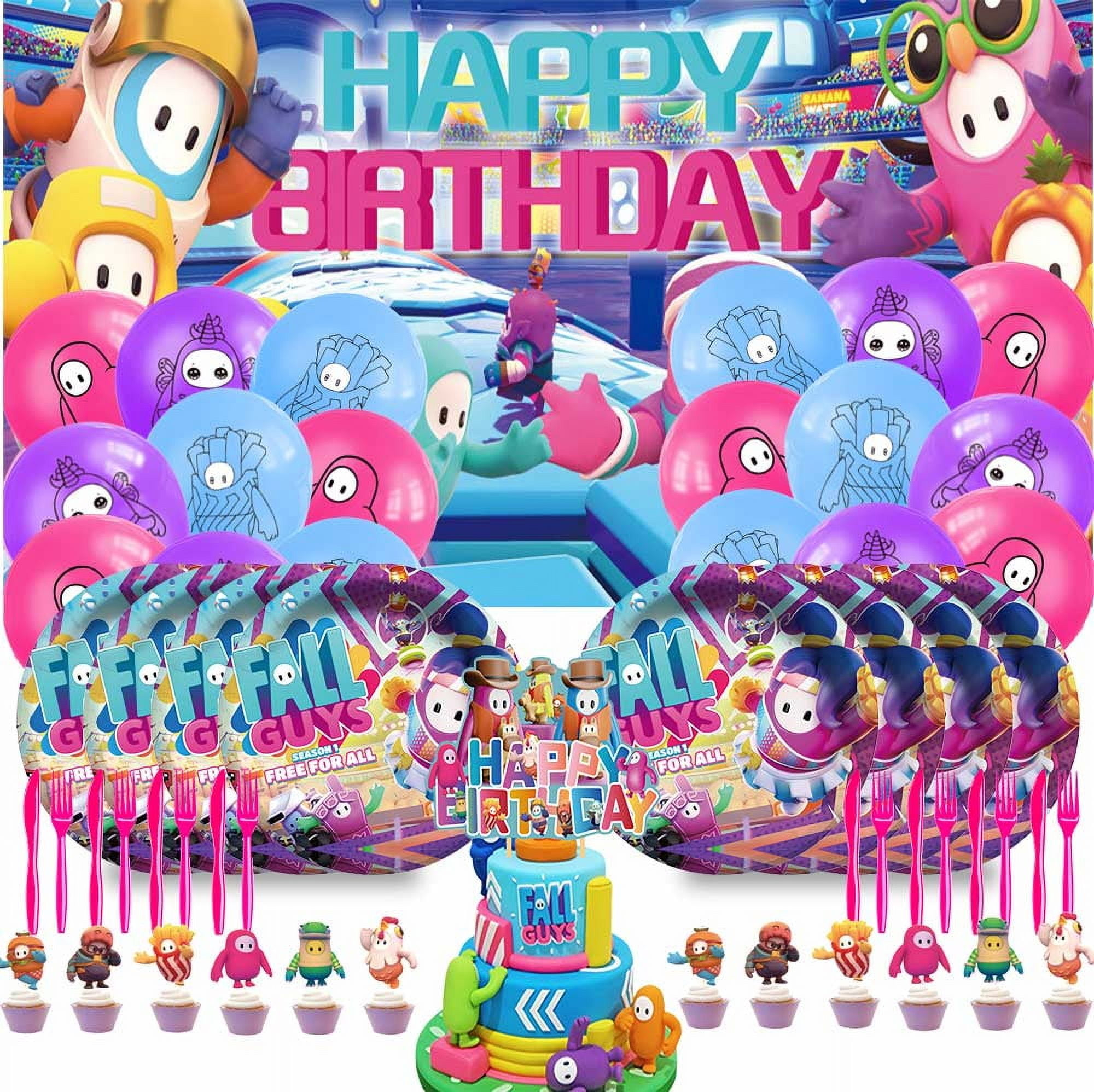 Fall Guys Party Supplies Plates Decorations Birthday Cake Topper Banner ...