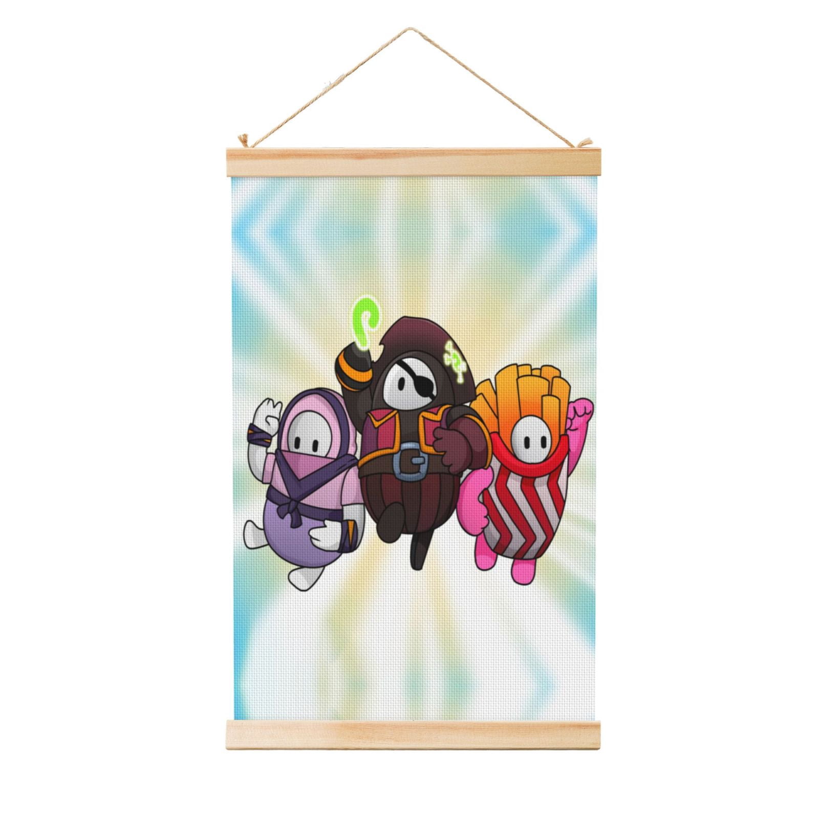 Fall Guys Posters Wall Hanging Wooden Shaft Poster Wall Art Aesthetic ...