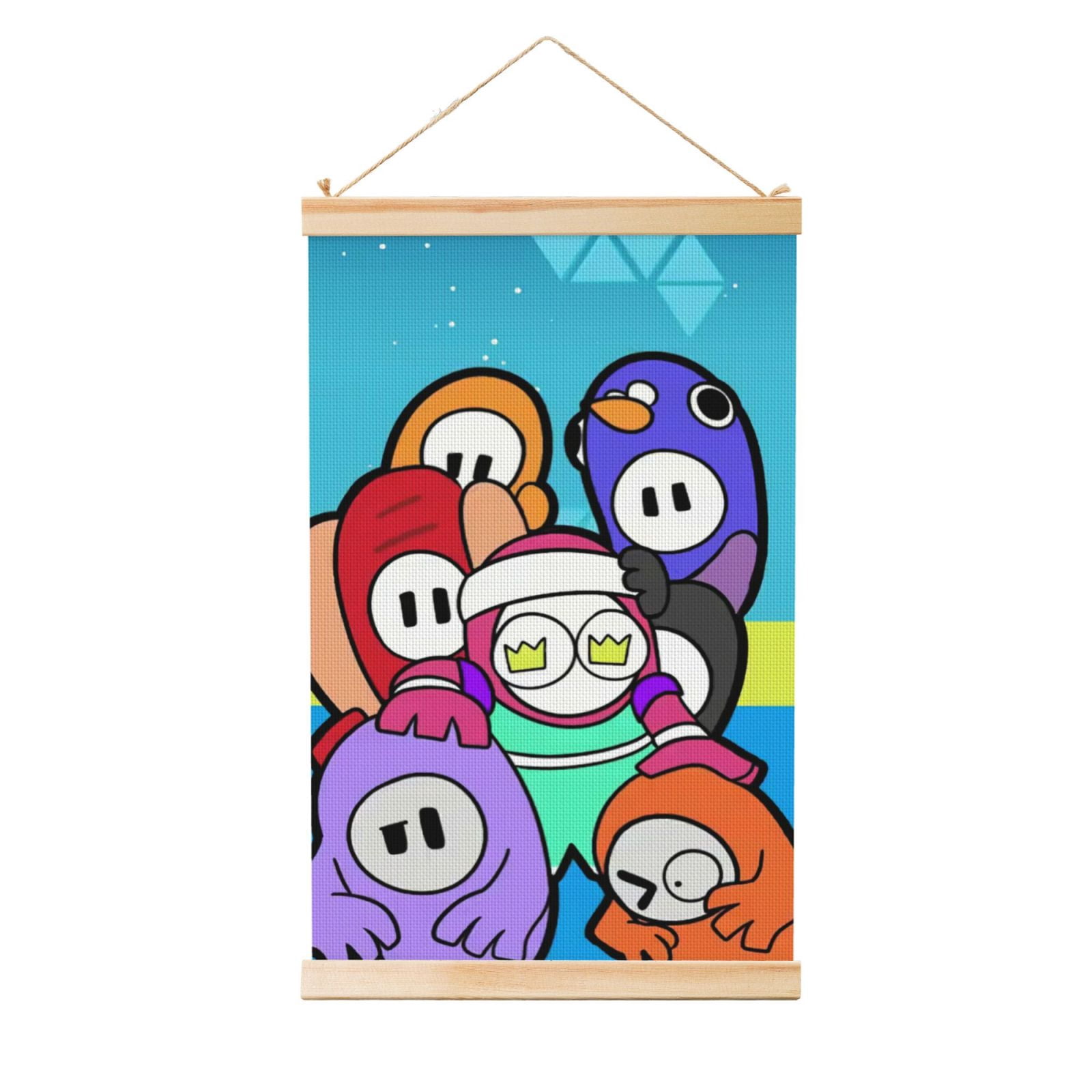 Fall Guys Posters Wall Hanging Wooden Shaft Poster Wall Art Aesthetic ...