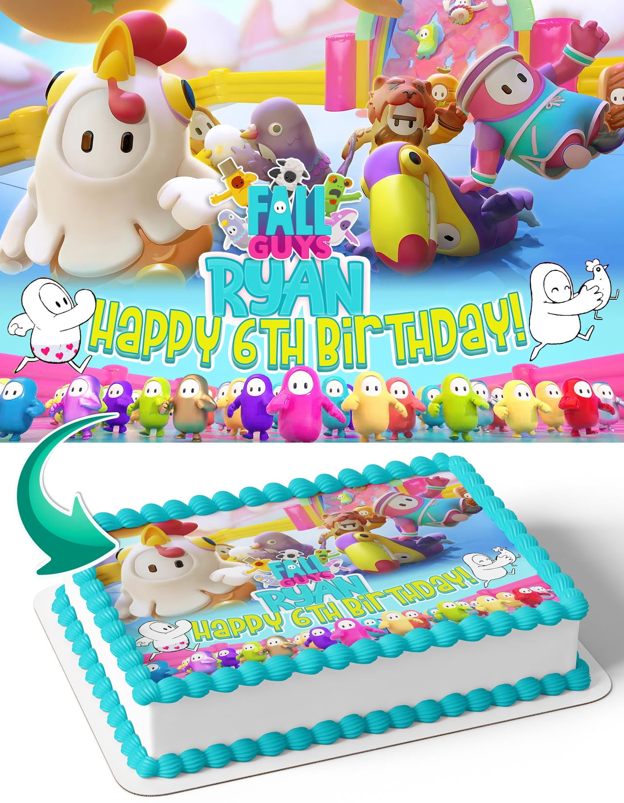 Fall Guys Ultimate Knockout Edible Image Cake Topper Personalized ...