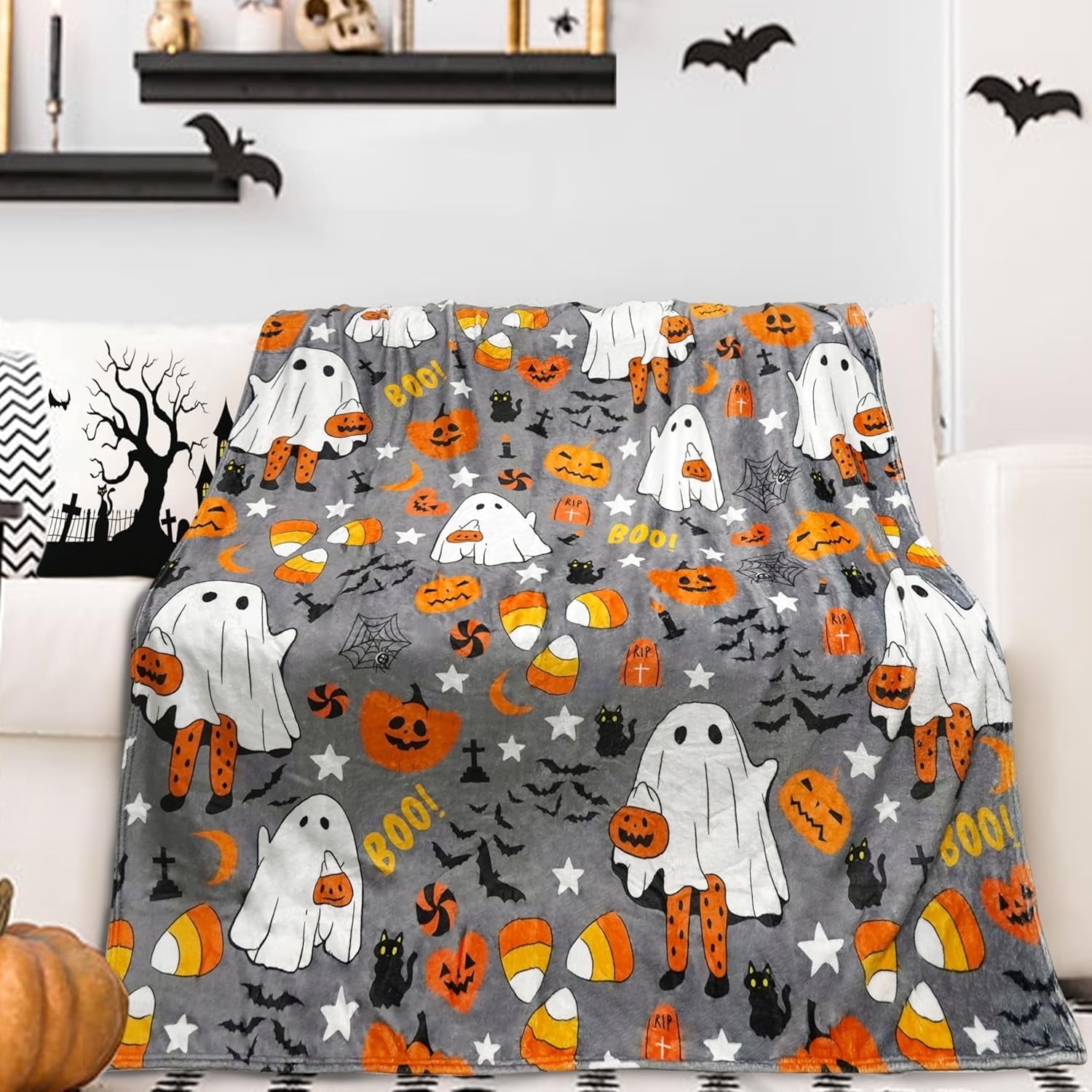 Fall Halloween Blanket Halloween Throw Blankets and Throws Fall Pumpkin ...