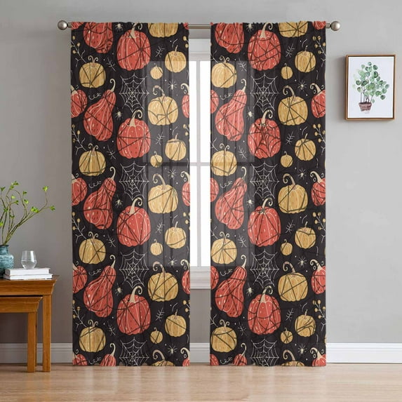 Fall Halloween Sheer Curtains 72 Inches Long 2 Panels Set, Window Sheer ...