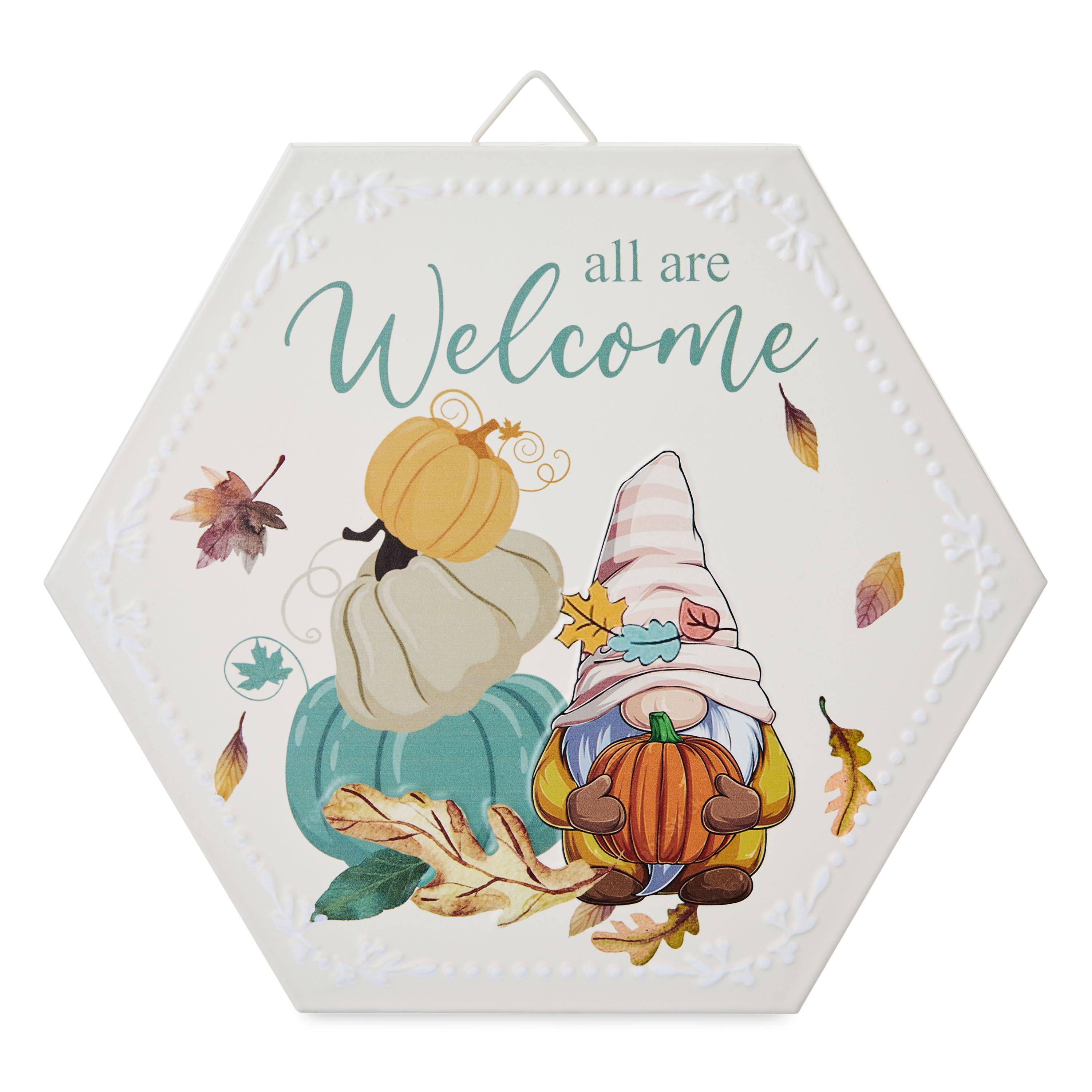 Fall Harvest 8" Metal Hexagonal Gnome Wall Decoratin, Way to Celebrate ...