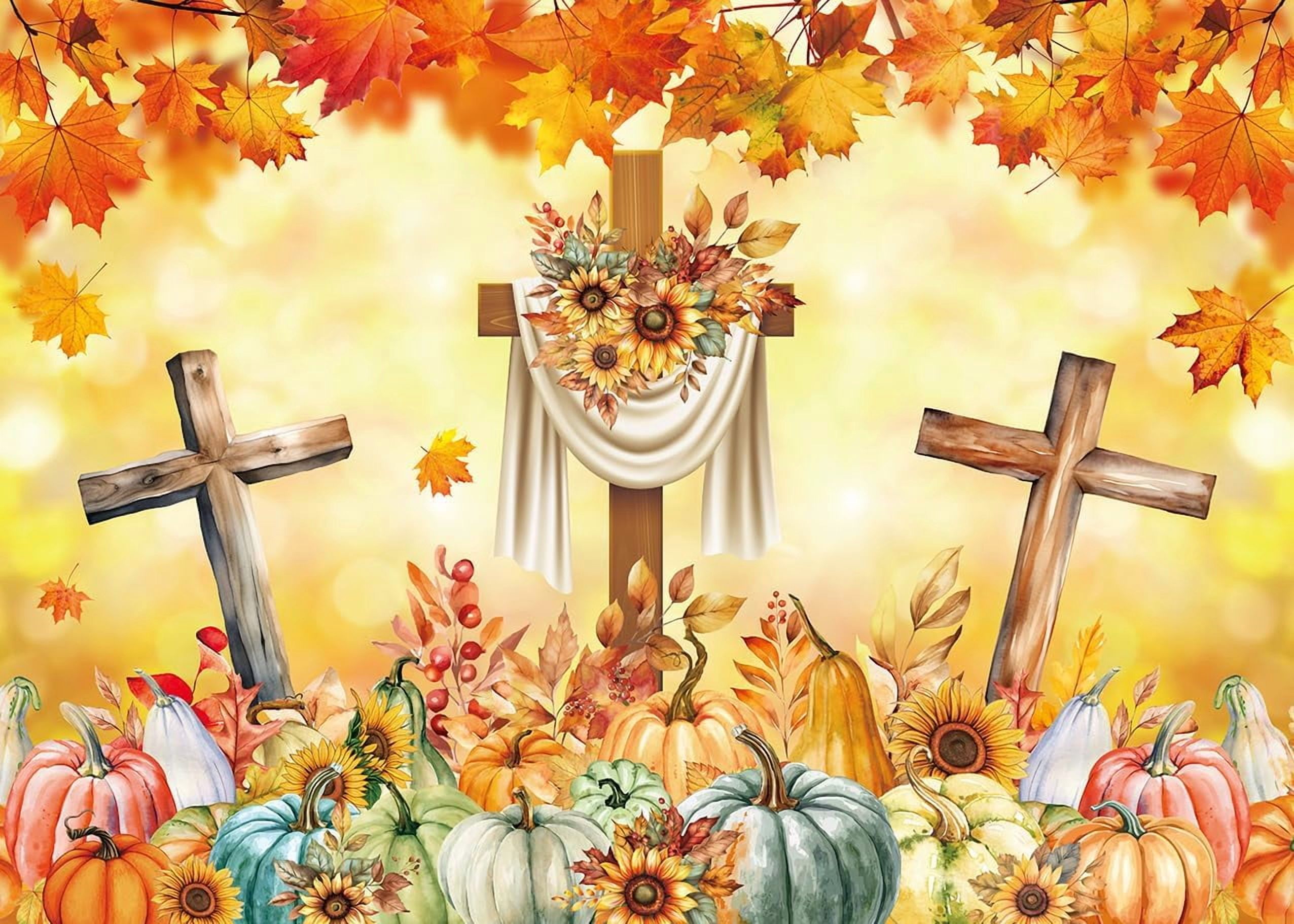 Fall Harvest Cross Backdrop Autumn Jesus Pumpkin Trunk or Treat ...