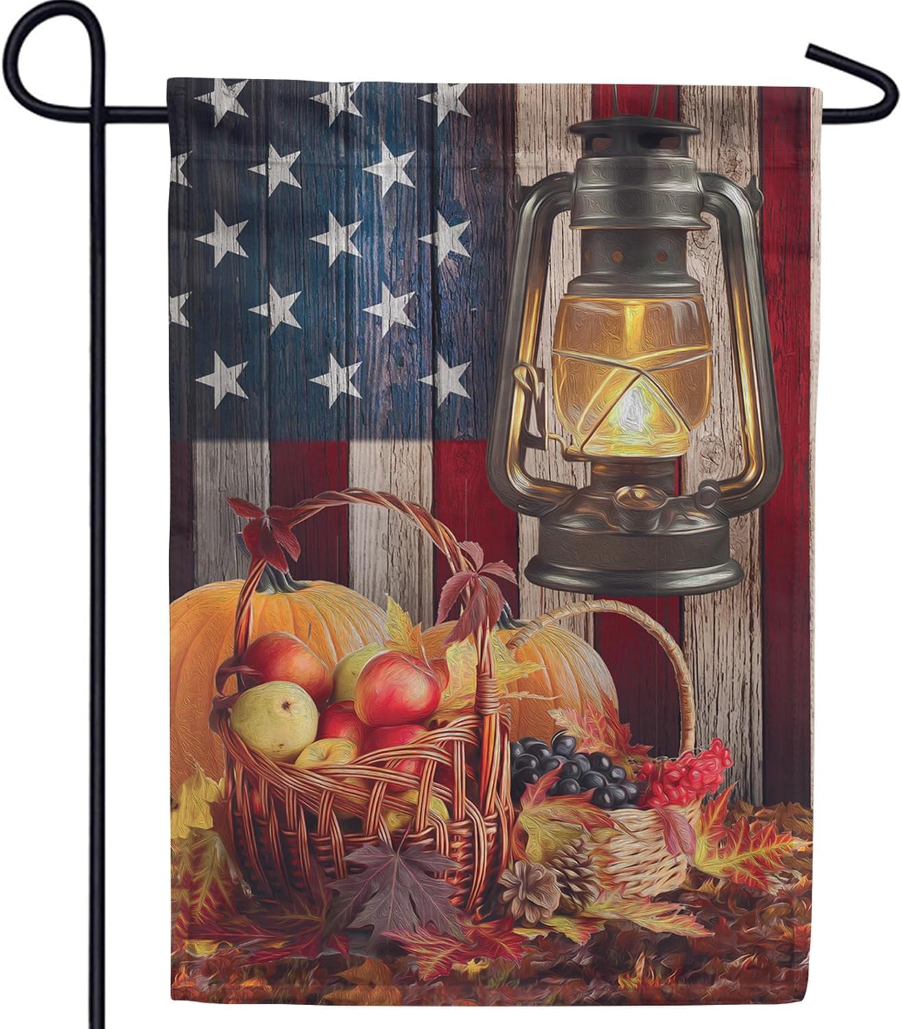 Fall Harvest Patriotic Stars And Stripes Thanksgiving Garden Flag ...