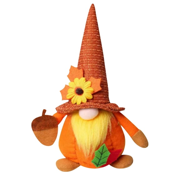 Fall Harvest Plush Figurines with Pumpkin & Maple Leaf - Cute Doll ...