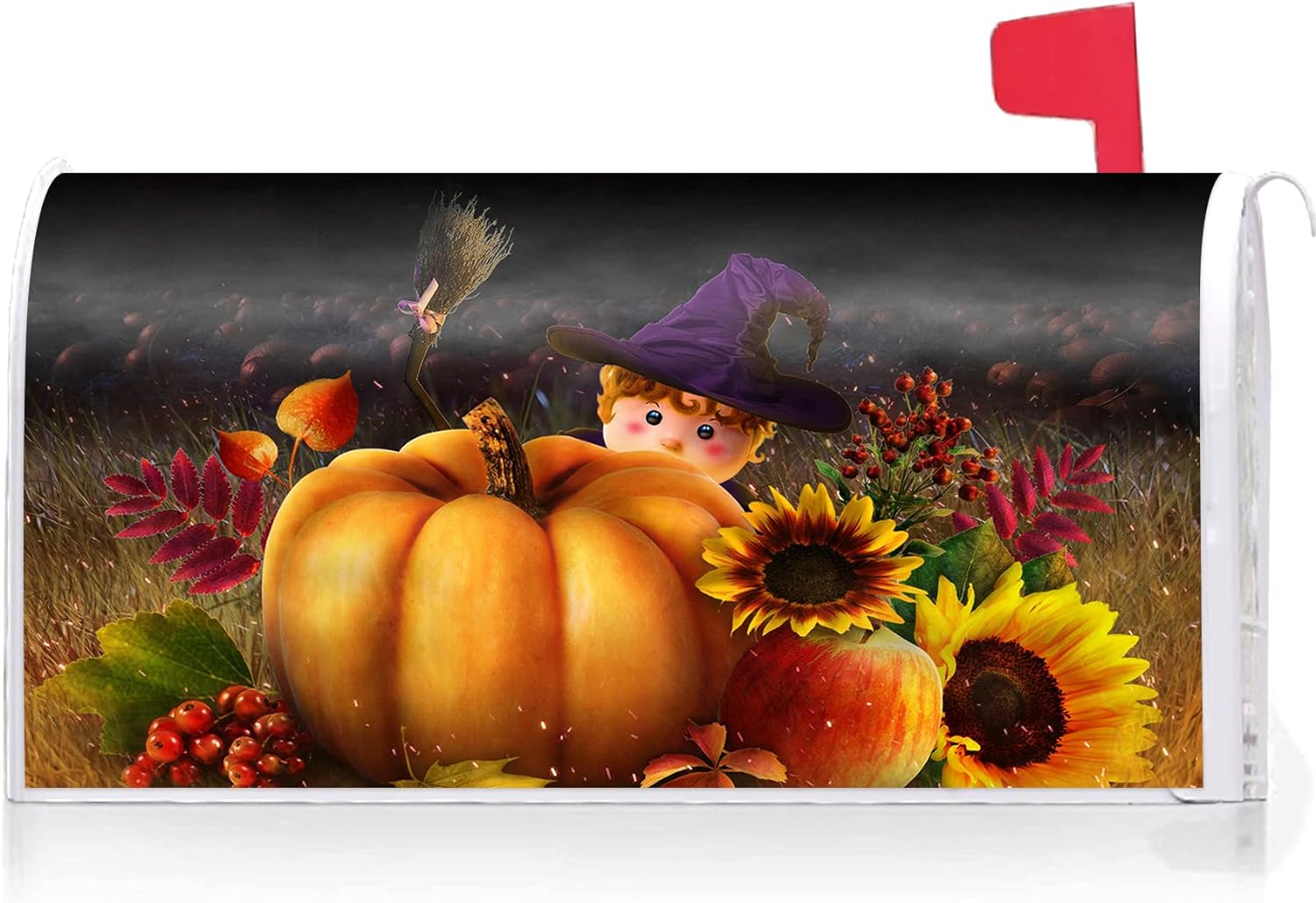 Fall Harvest Pumpkin Sunflower Scarecrow Decoration Mailbox Cover with ...