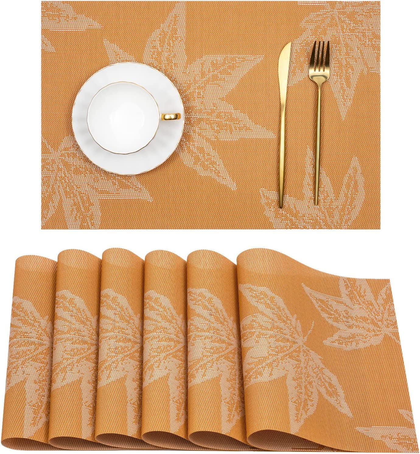 Fall Harvest Season Vinyl Non-Slip Insulation Placemat Washable Table ...
