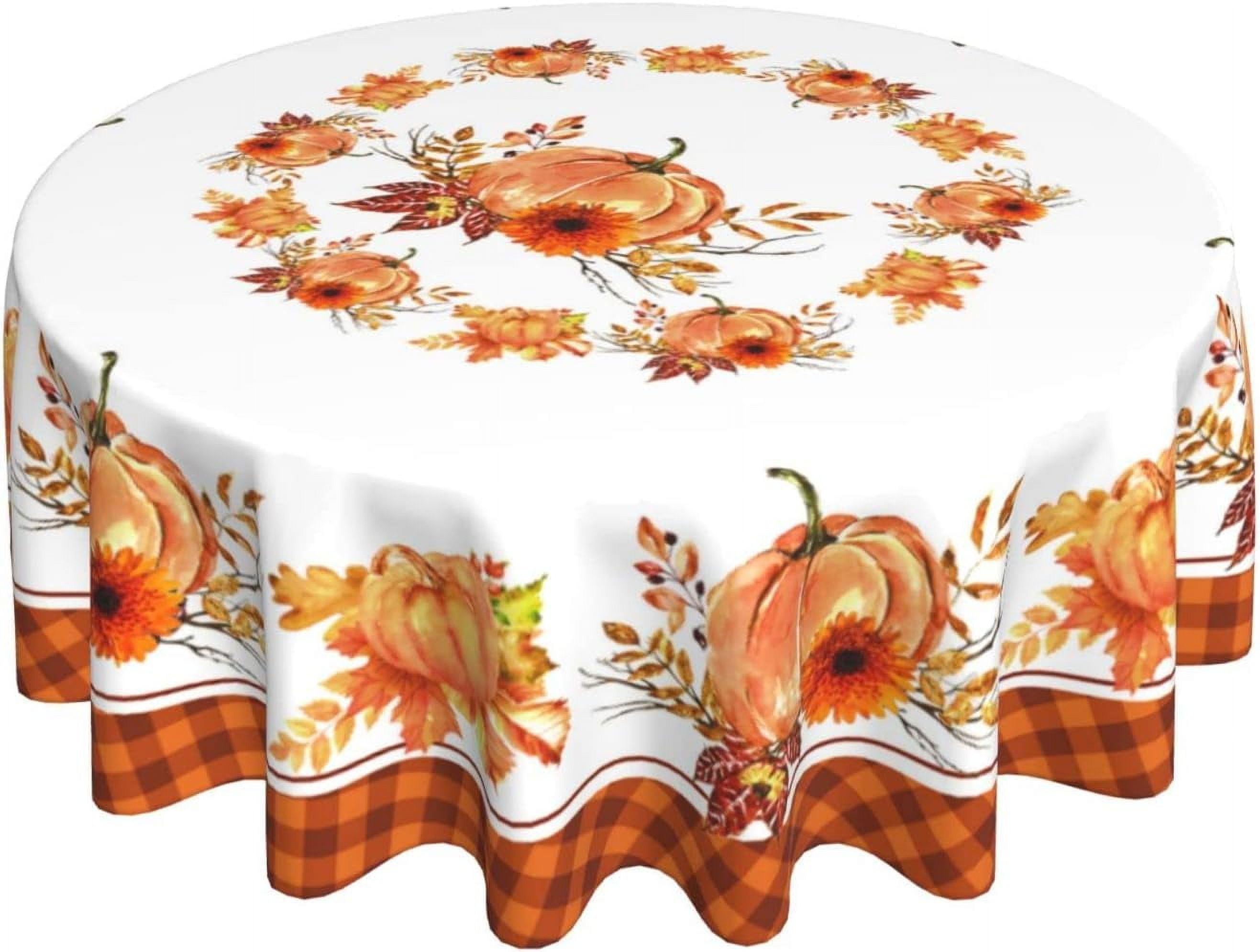 Fall Harvest Tablecloth, Autumn Pumpkin Tablecloth, Thanksgiving Day ...