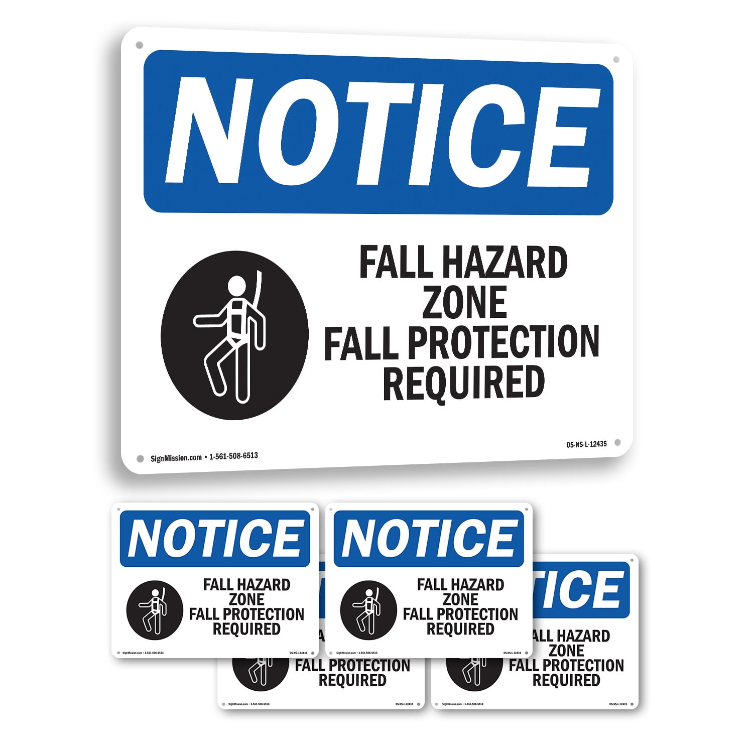 Fall Hazard Zone Fall Protection OSHA Notice Rigid Plastic Sign 18 Inch ...