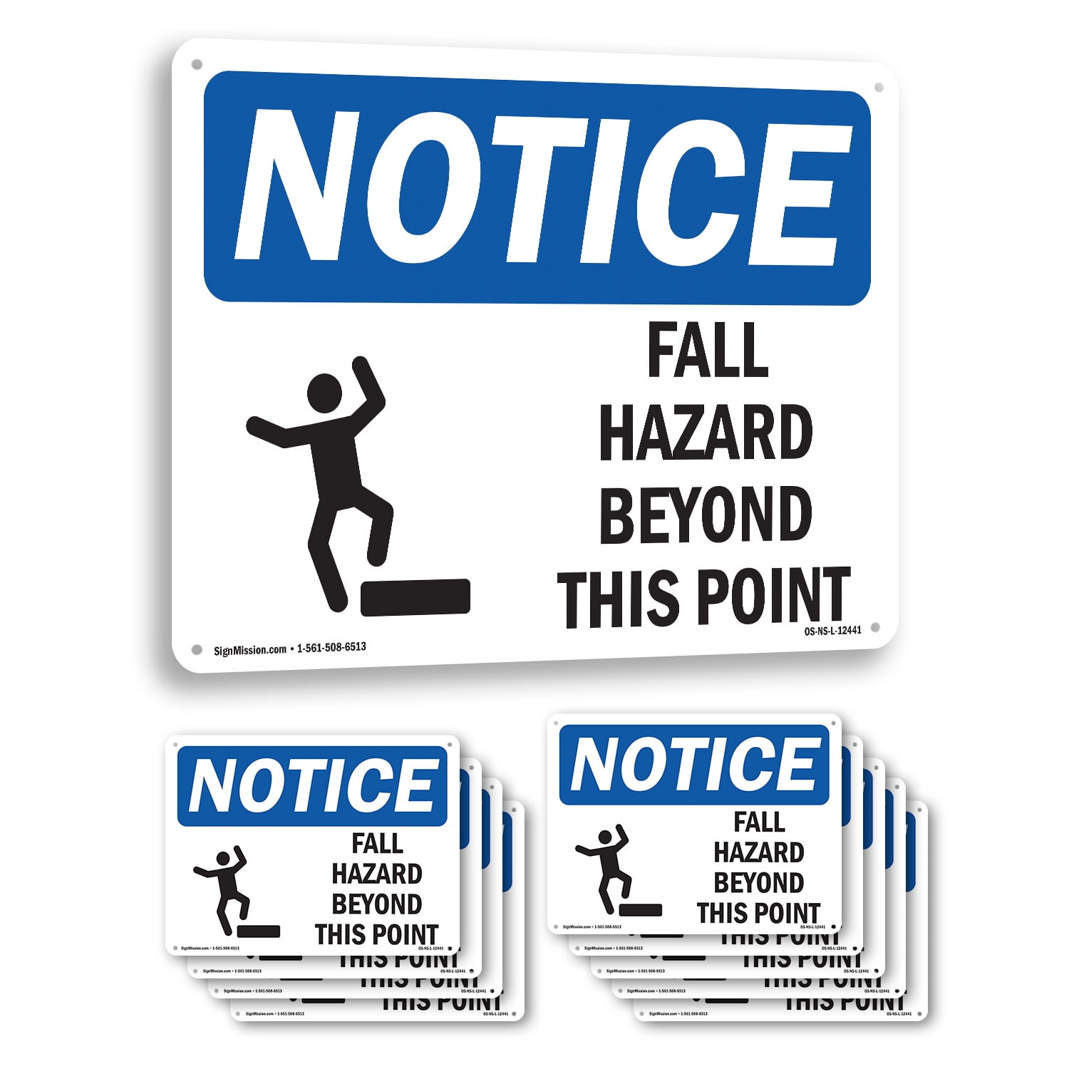 Fall Hazards Beyond This Point OSHA Notice Aluminum Sign 14 Inch x 10 ...