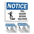 Fall Hazards Beyond This Point OSHA Notice Rigid Plastic Sign 18 Inch x ...