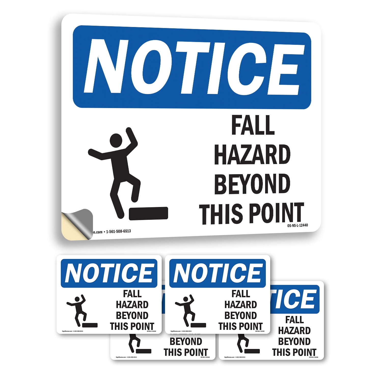 Fall Hazards Beyond This Point With Symbol OSHA Notice Vinyl Decal ...