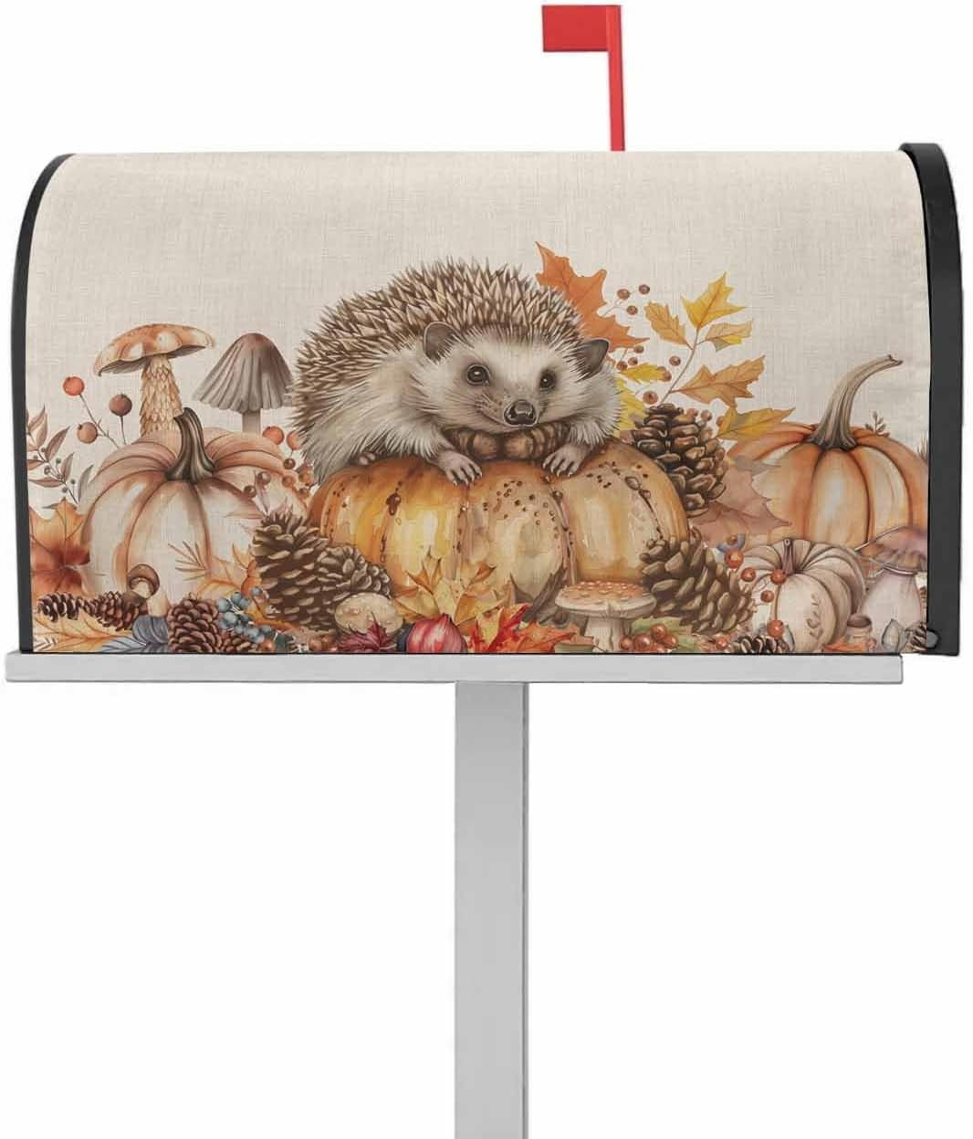 Fall Hedgehog Magnetic Mailbox Covers Standard Size 18x21 Inch, Pine ...