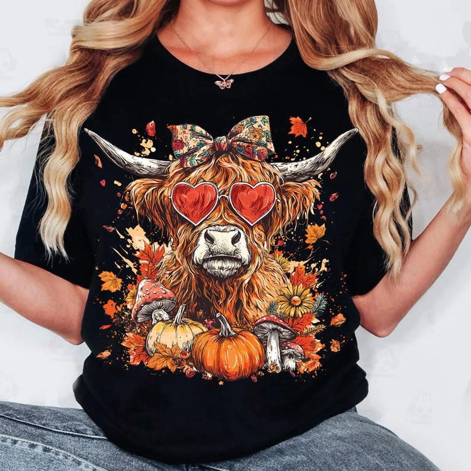 Fall Highland Cow Png, Halloween Highland Cow Png, Western Fall Png, Girly Autumn Png, Moo I ...