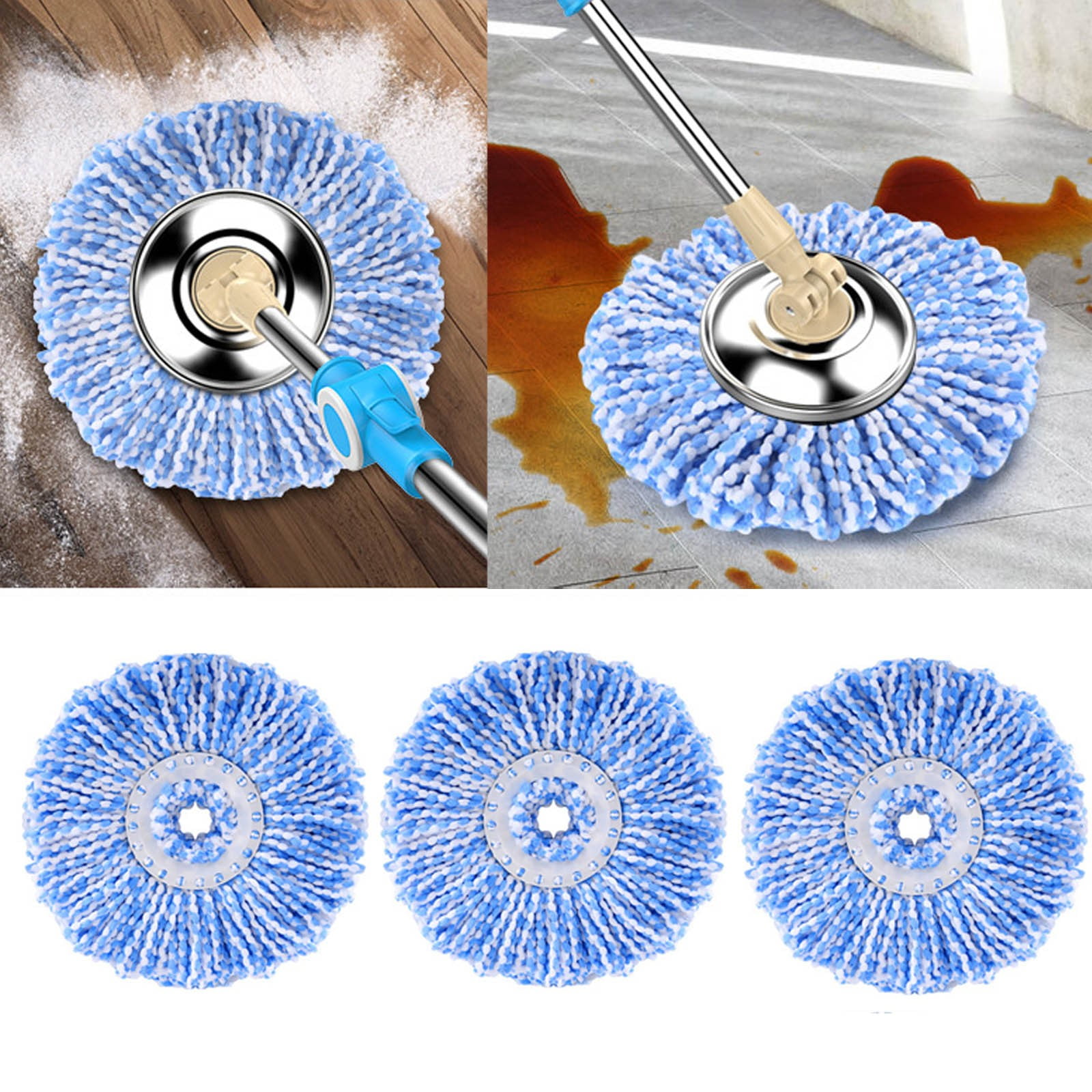 Fall Home Tools 3 Pack Blue Mop Head For Standard Universal Spin Mop ...