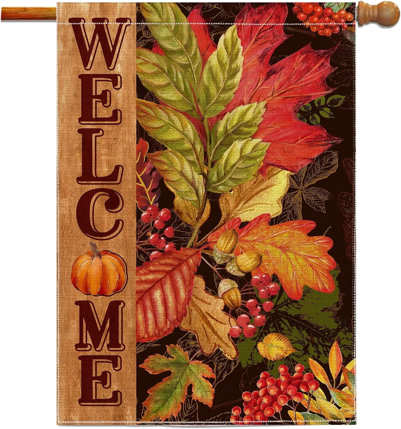 Fall House Flag 28 x 40 Inch Double Sided Maple Leaf Welcome Large ...