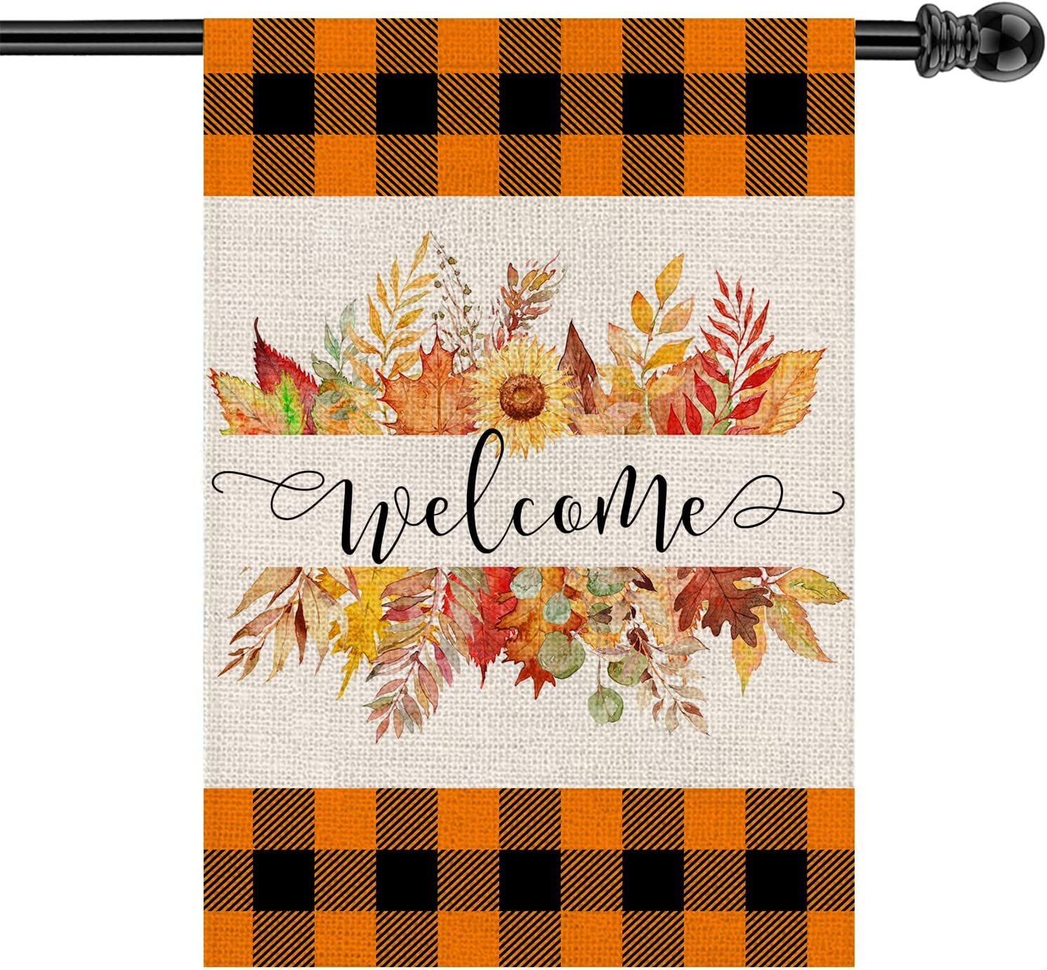 Fall House Flag Fall Maple Leaves Welcome Flags Double Sided Vertical ...