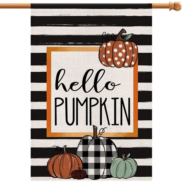 Fall House Flag Hello Pumpkin Sign 28x40 Inch Double Sided Autumn ...