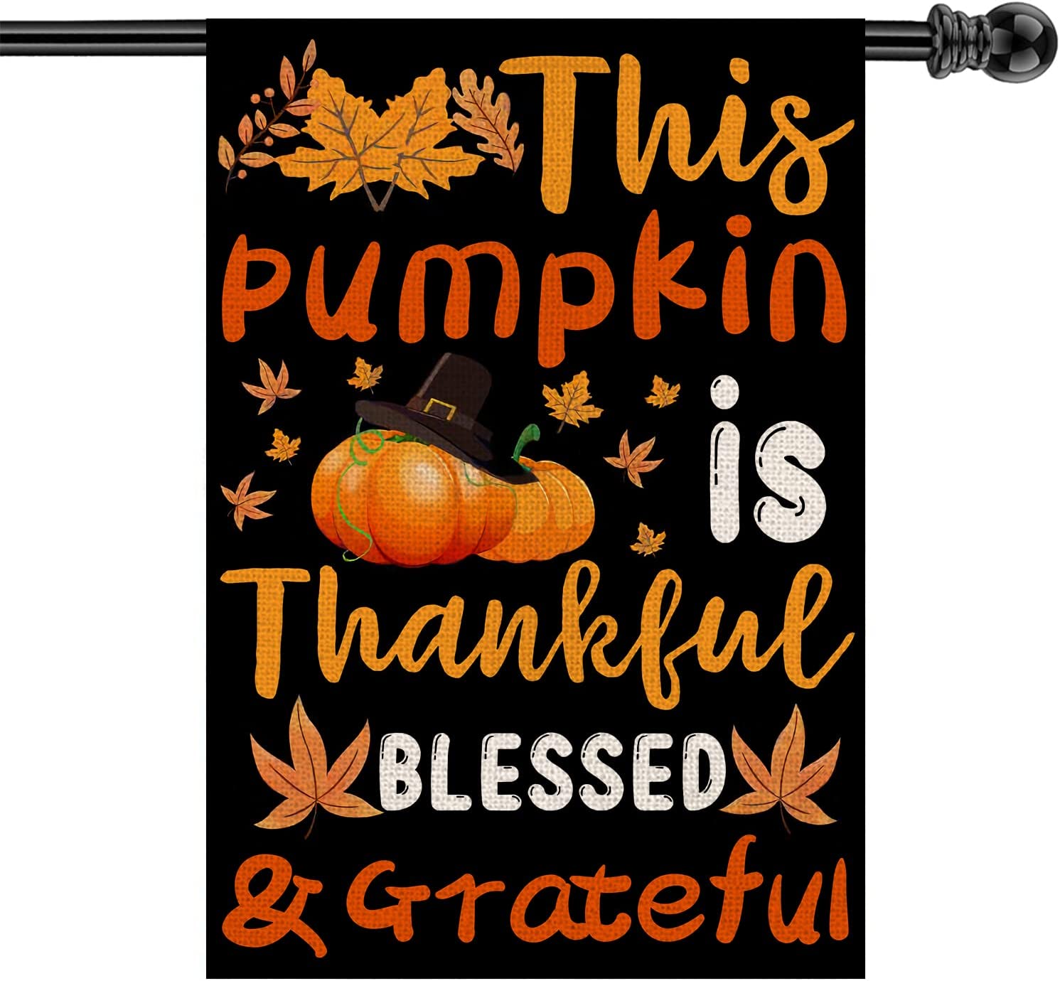 Fall House Flag This Pumpkin is Thankful Blessed & Grateful Welcome ...