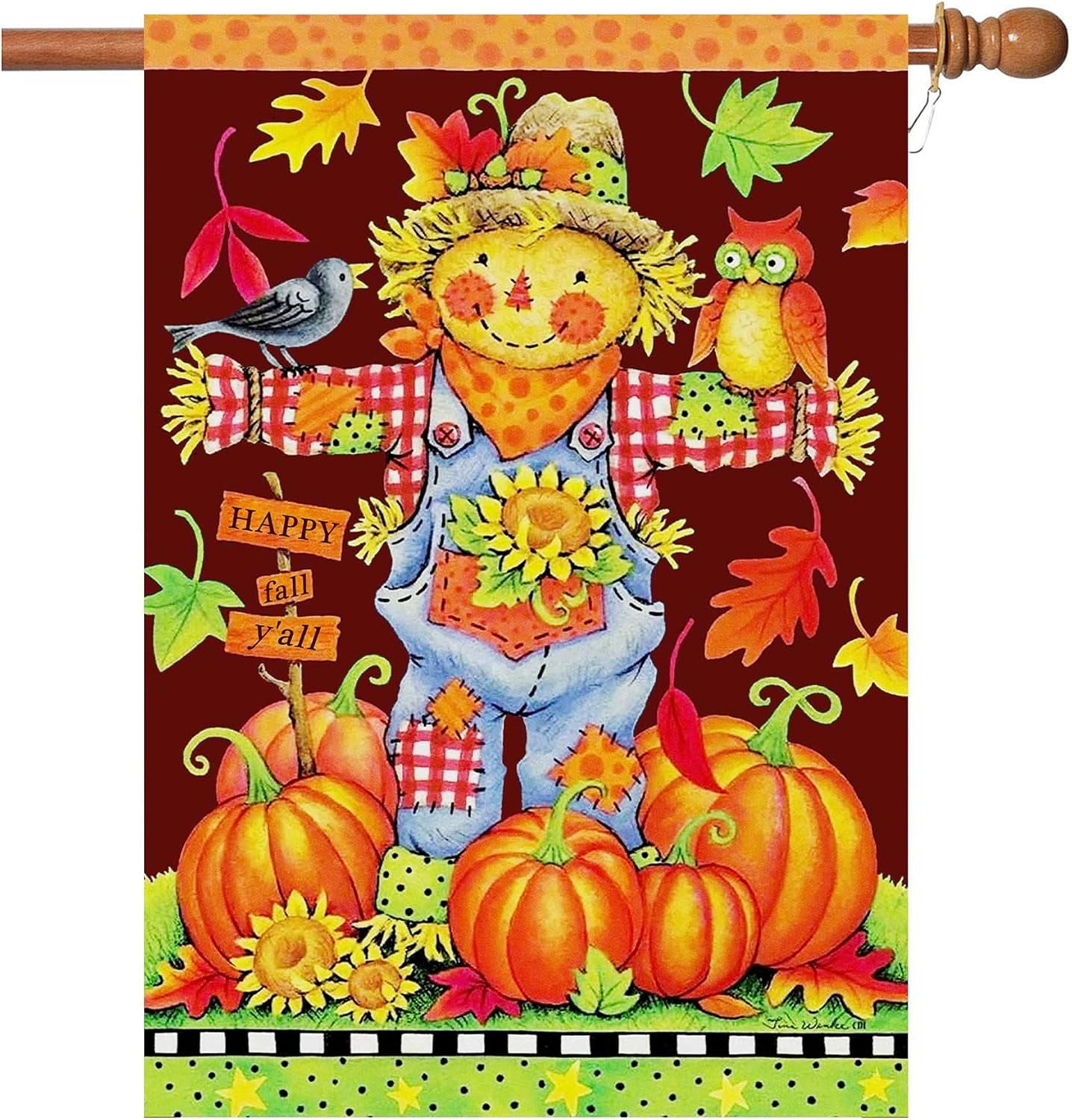 Fall House Flags Double Sided Autumn Flag Scarecrow Harvest Pumpkin ...