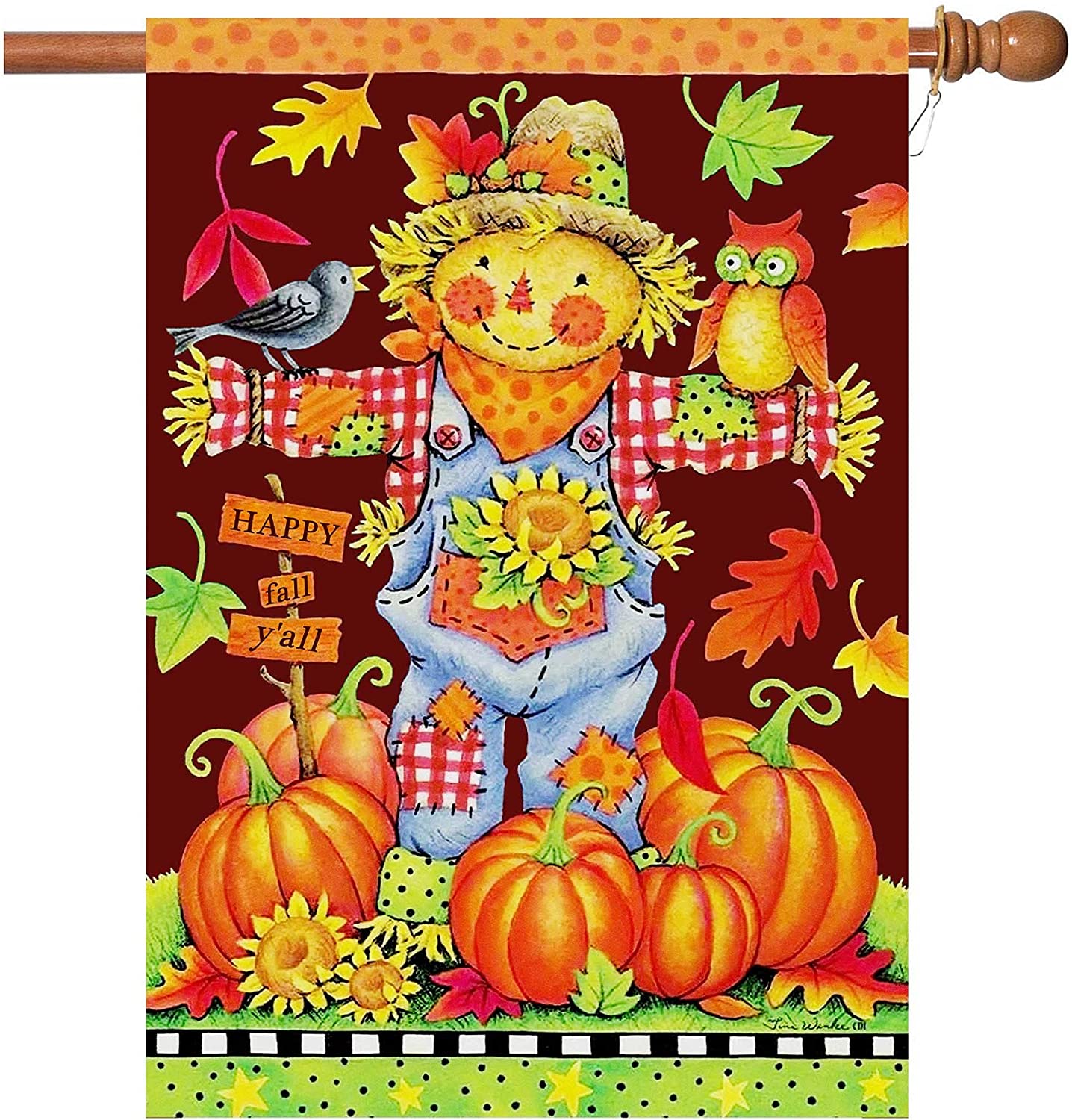 Fall House Flags Double Sided Autumn Flag Scarecrow Harvest Pumpkin ...