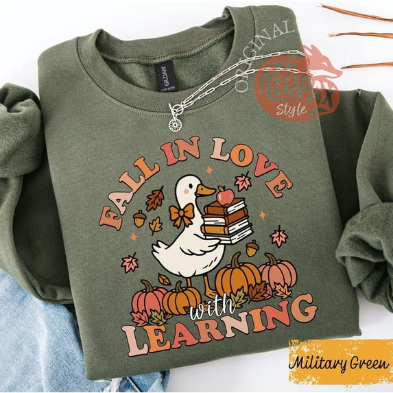 Fall In Love With Learning Sweatshirt | Teacher Fall Crewneck | Cozy ...