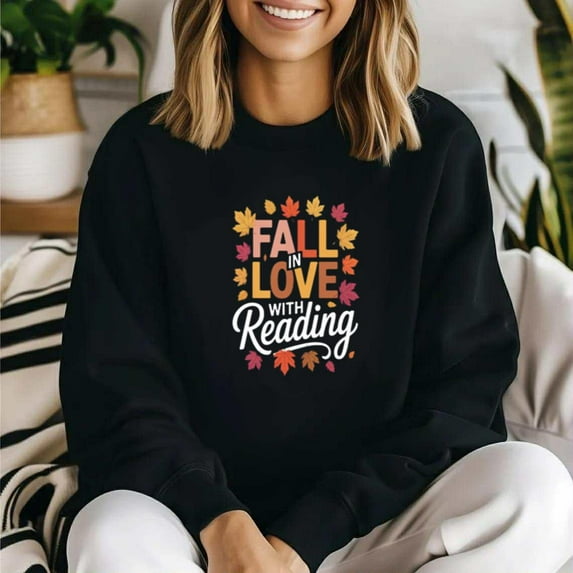 Fall In Love With Reading Fall Leaves Autumn Thanksgiving Bookworm Vibe ...