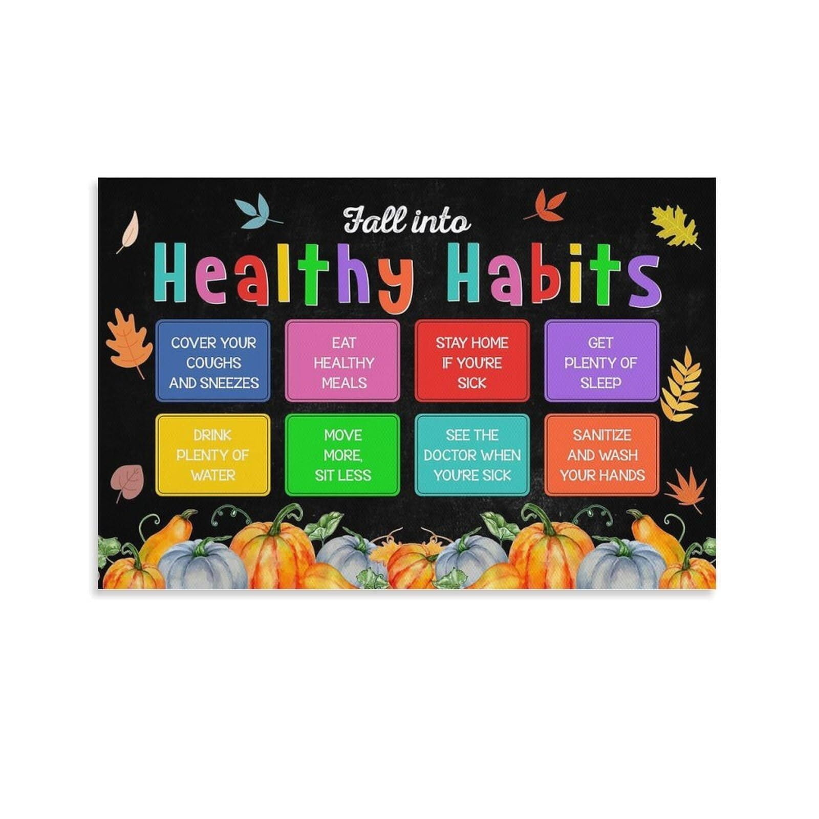Fall Into Healthy Habits New Clinic Poster Health Office Wall Art for ...