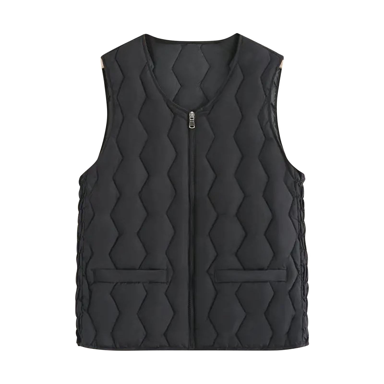 Fall Jackets For Women 2025 Sevevn Women's Quilted Vest Rib Collar ...
