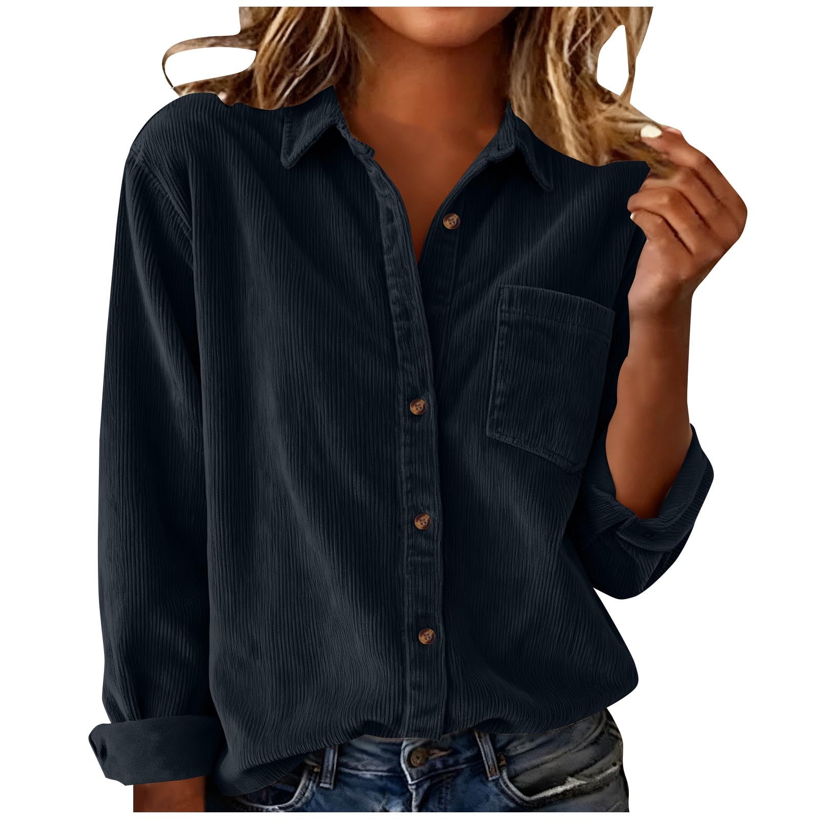 Fall Jackets For Women 2025 Sevevn Womens Corduroy Button Down Shirts ...