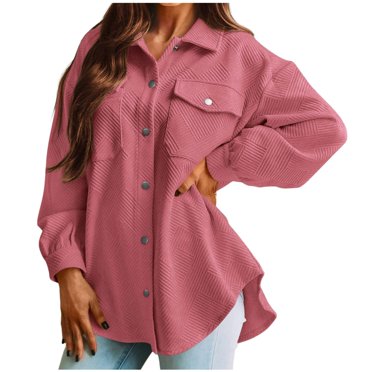 Musuos Women's Shacket Casual Corduroy Jacket with Lapel Collar and ...