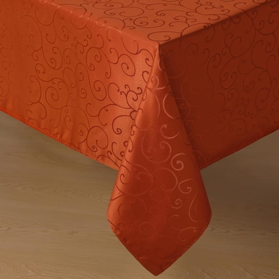 Fall Jacquard Tablecloth Rectangle - Waterproof Damask Curly Floral ...