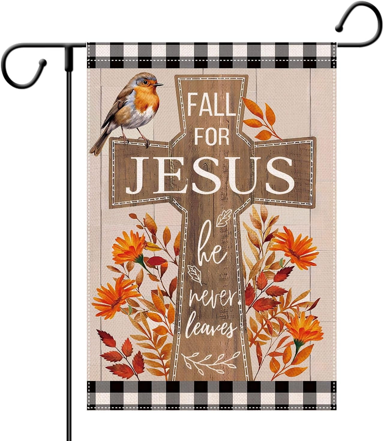 Fall for Jesus He Never Leaves Garden Flag, Fall Flag for Outside ...