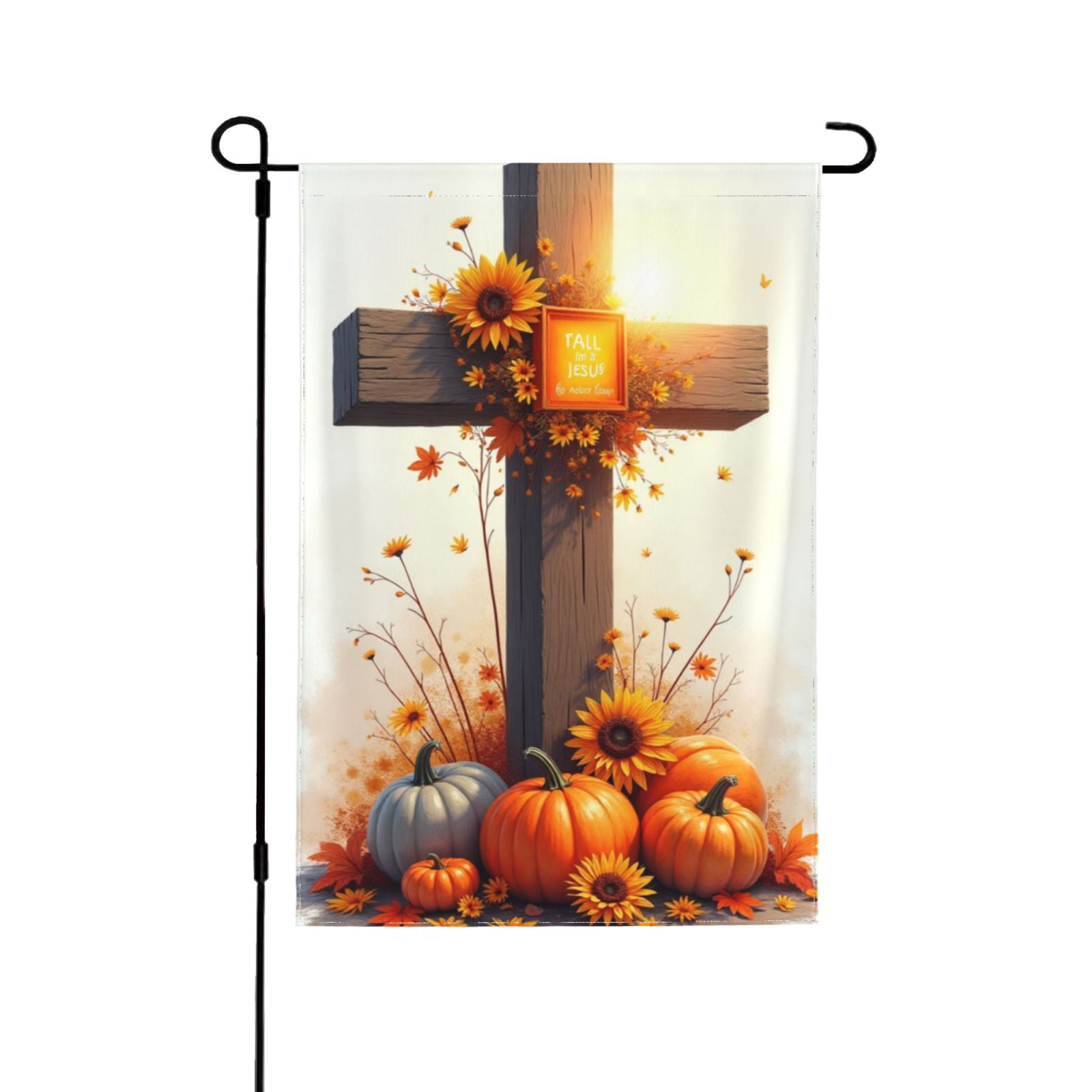 Fall For Jesus He Never Leaves Pumpkin Garden Flag Vertical Double ...