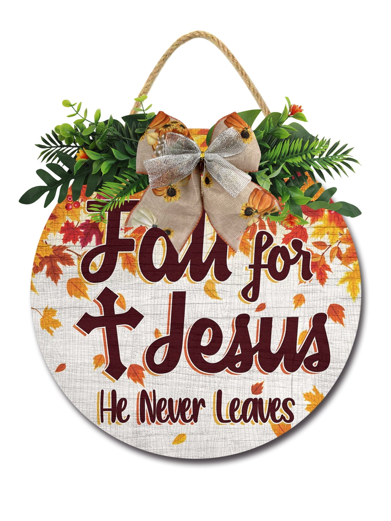 Fall For Jesus He Never Leaves Sign Front for Door Decoration, 12 in ...