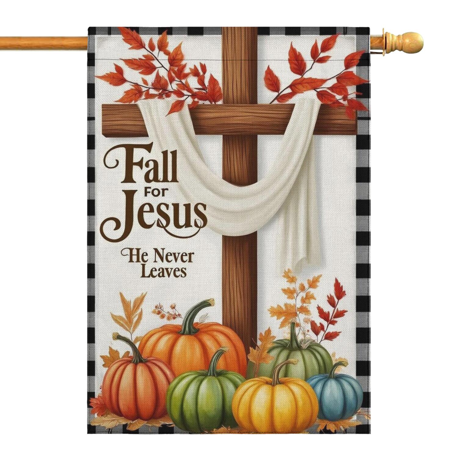 Fall for Jesus Pumpkins Cross Fall Garden Flags 28"x40” Double Side ...