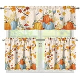 Fall Kitchen Curtains and Valances Set 24 Inches Long Pumpkin Print ...