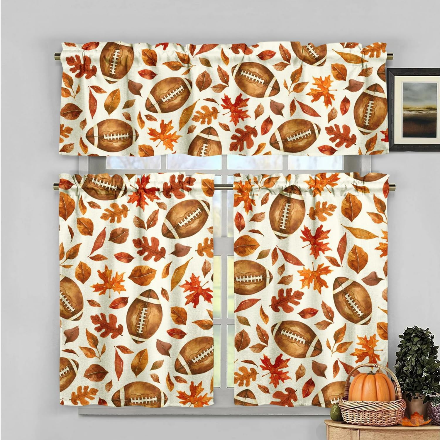 Fall Kitchen Curtains Valances and Tiers 3 Piece Set,Thanksgiving ...