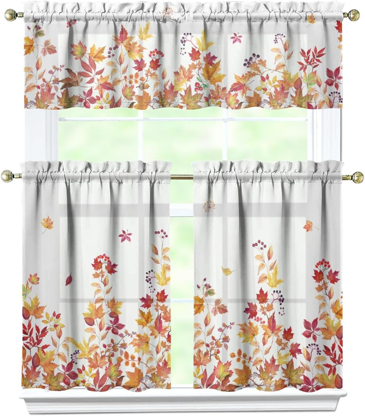 Fall Kitchen Curtains and Valance Set of 3 - Walmart.com